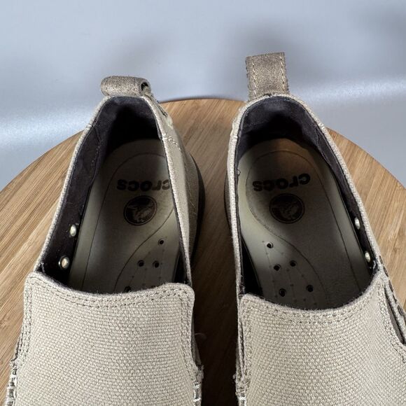 CROCS | Shoes | Crocs Walu Canvas Slip On Loafers Casual Shoes Tan ...